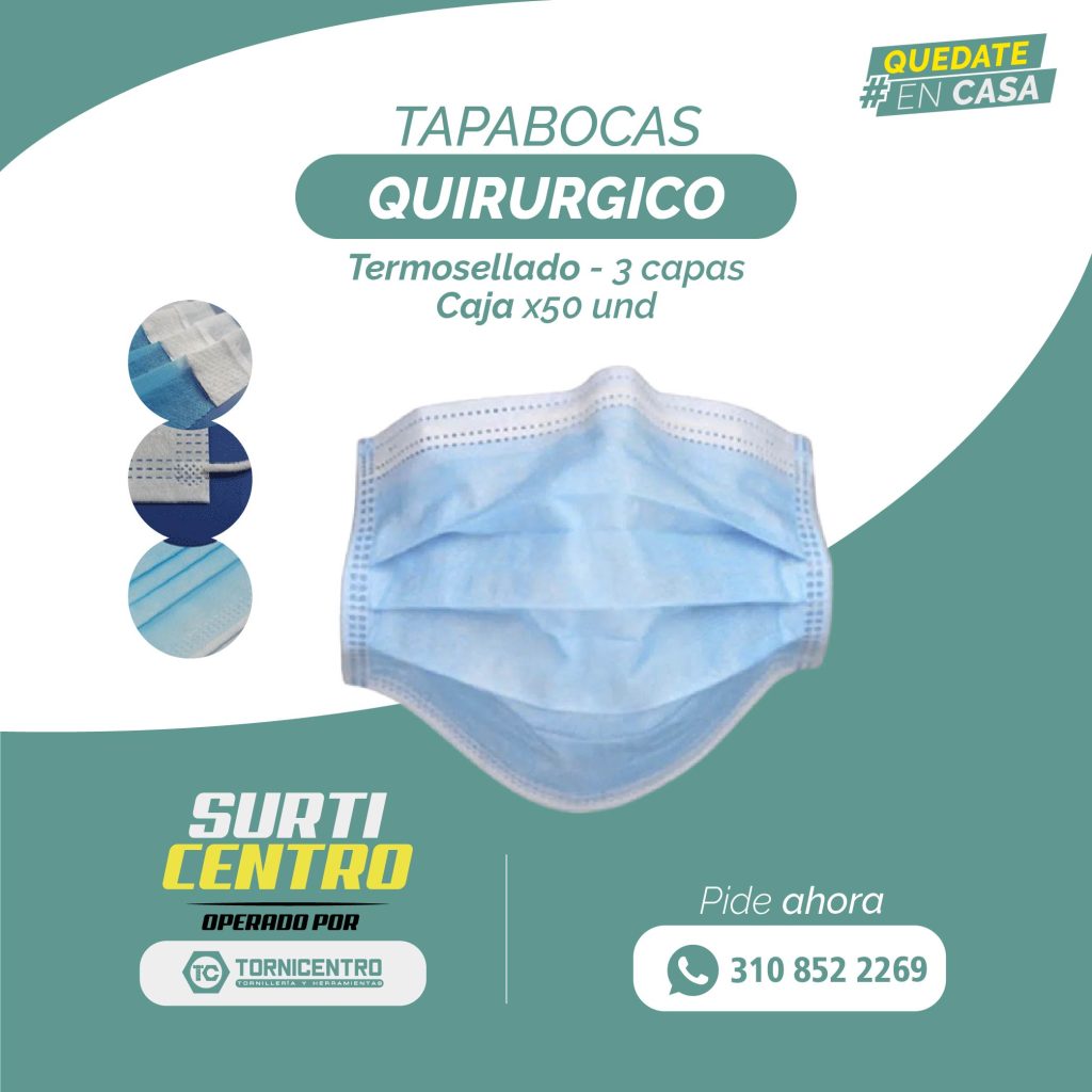 TAPABOCA QUIRÚRGICO Termosellado 3 Capas – Tornicentro
